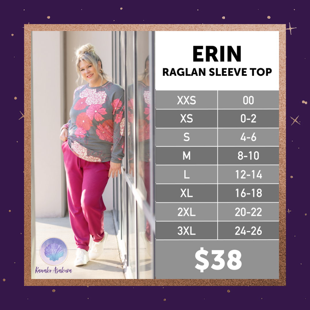 LuLaRoe Erin Top – Raglan Sleeve Relaxed Everyday Style